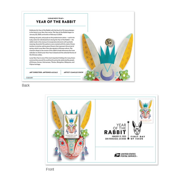 Lunar New Year: Year of the Rabbit Stamp Pin with Cancellation Card ...