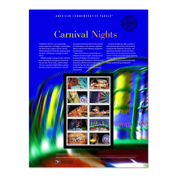 Carnival Nights American Commemorative Panel® | USPS.com