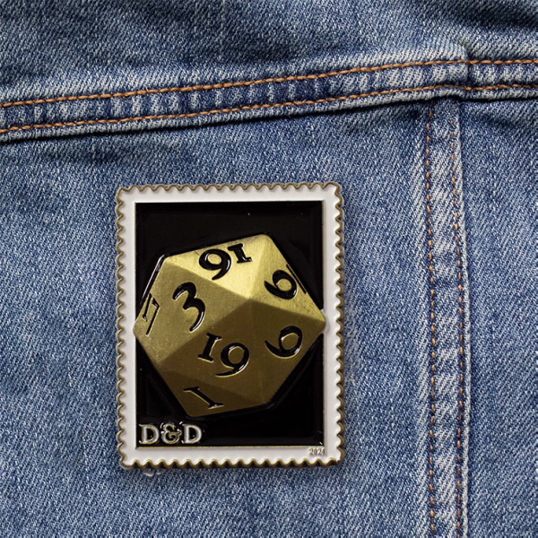 Dungeons & Dragons Stamp Pin with Cancellation Card, D20 Die | USPS.com