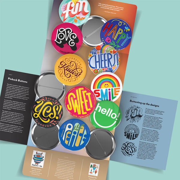 Pinback Buttons Stamp Portfolio | USPS.com