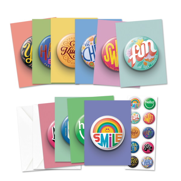 Pinback Buttons Notecards | USPS.com