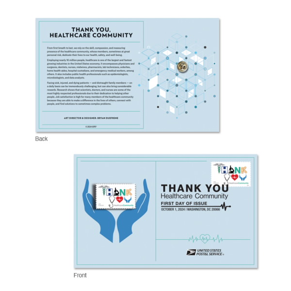 Thank You, Healthcare Community Stamp Pin with Cancellation Card | USPS.com