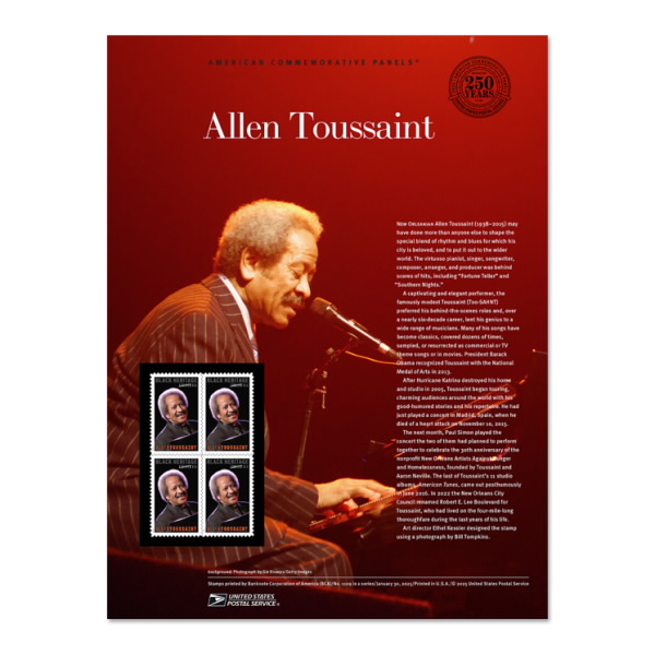 Allen Toussaint American Commemorative Panel® | USPS.com