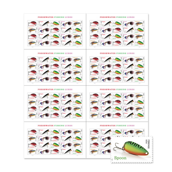 Freshwater Fishing Lures Press Sheet with Die-Cuts | USPS.com
