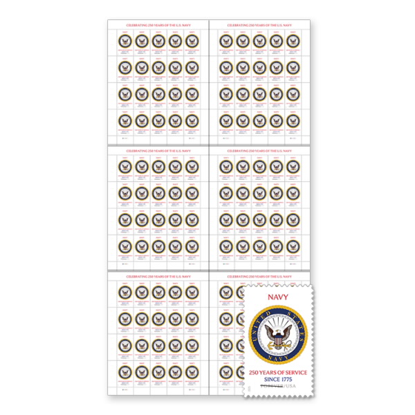 U.S. Navy 250th Press Sheet with Die-Cuts | USPS.com