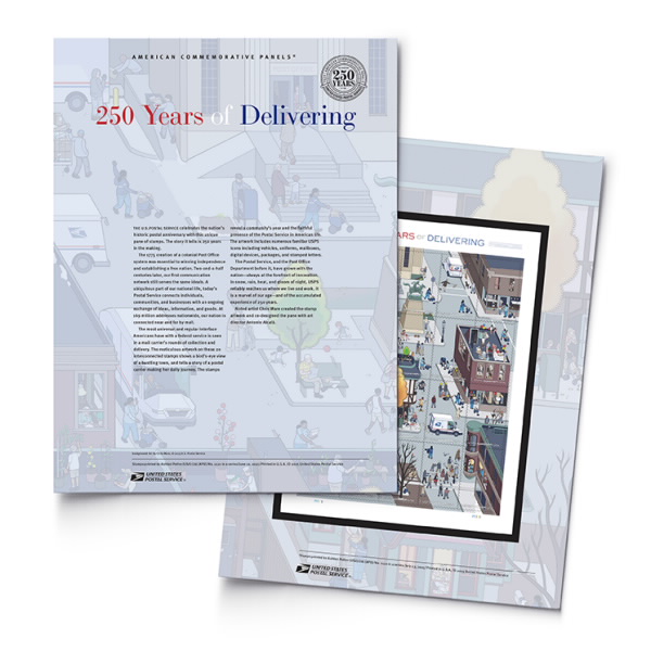 250 Years of Delivering American Commemorative Panel® | USPS.com