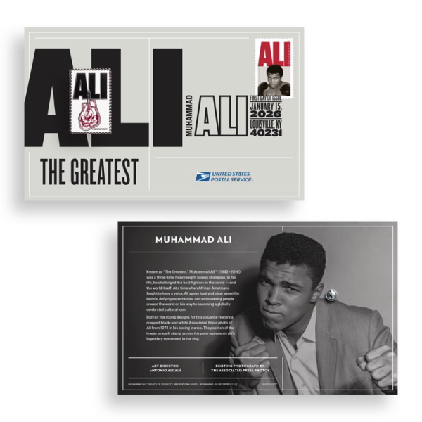 Muhammad Ali Stamp Pin with Cancellation Card | USPS.com