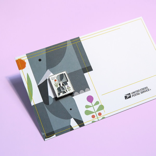 Elephants Stamp Pin with Cancellation Card | USPS.com