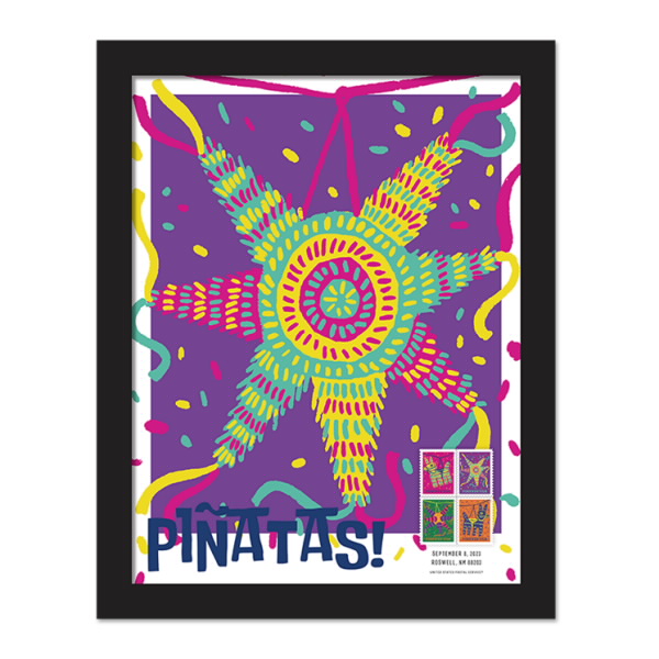 Piñatas! Framed Stamps, 7-Point Star with Purple Background | USPS.com