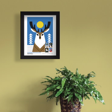 Winter Woodland Animals Framed Stamps, Deer | USPS.com