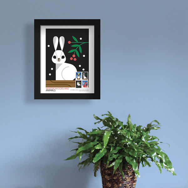 Winter Woodland Animals Framed Stamps, Rabbit | USPS.com