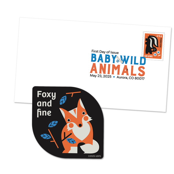 Baby Wild Animals Vinyl Sticker, Foxy and Fine | USPS.com