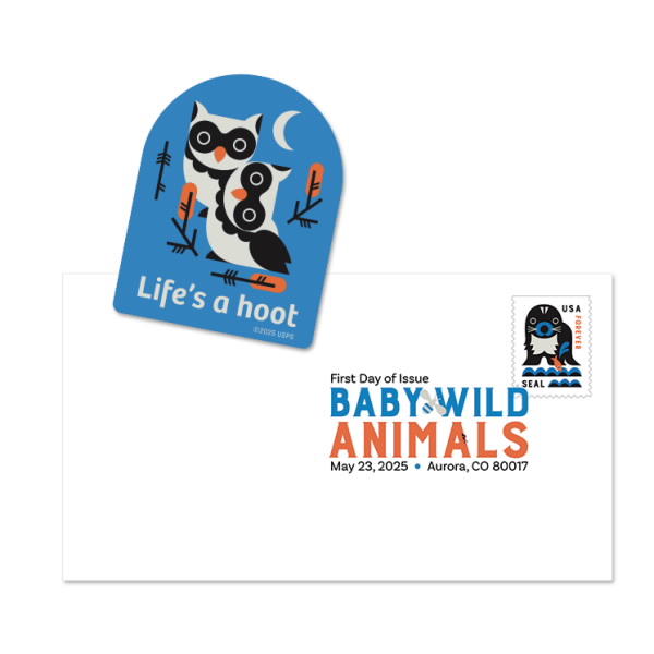 Baby Wild Animals Vinyl Sticker, Life's a Hoot | USPS.com