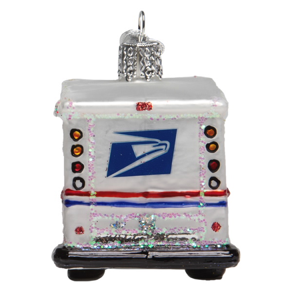 USPS® Mail Truck Glass Ornament, White | USPS.com