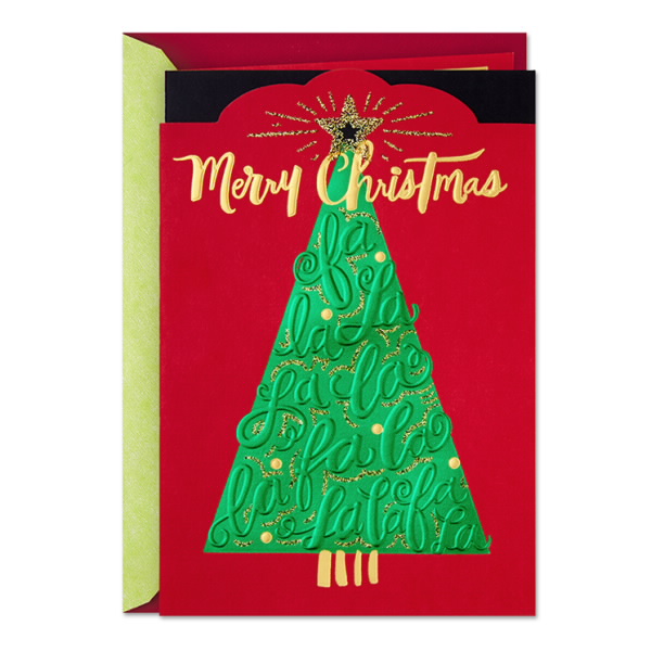 Christmas Tree with Lettering FaLaLa Greeting Card | USPS.com